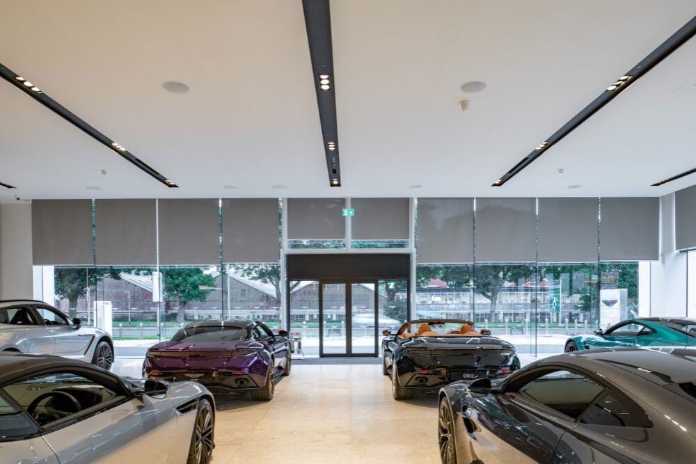 Maple supply and fit commercial blinds for luxury car showrooms in Leeds